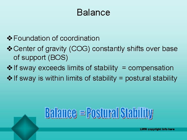 Chapter 8 Impaired Balance Copyright 2005 Lippincott Williams