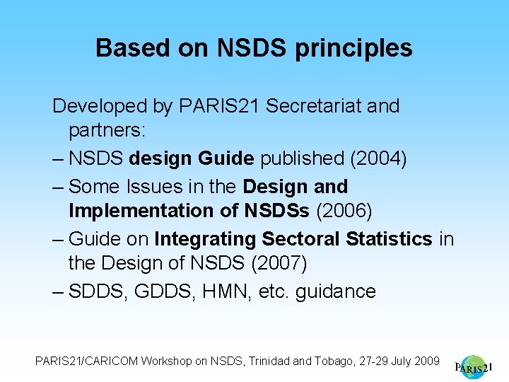 NSDS Overview Presentation by PARIS 21 Secretariat PARIS