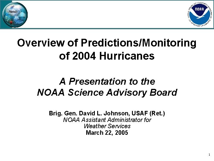 Overview of PredictionsMonitoring of 2004 Hurricanes A Presentation
