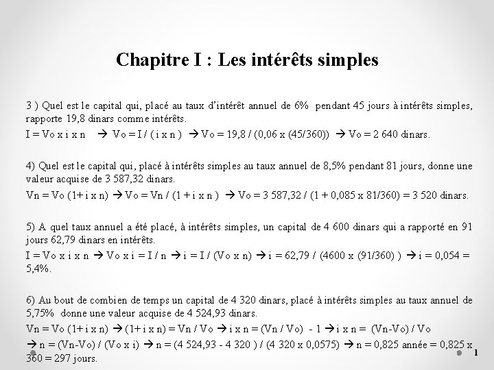 Chapitre I Les intrts simples 3 Quel est