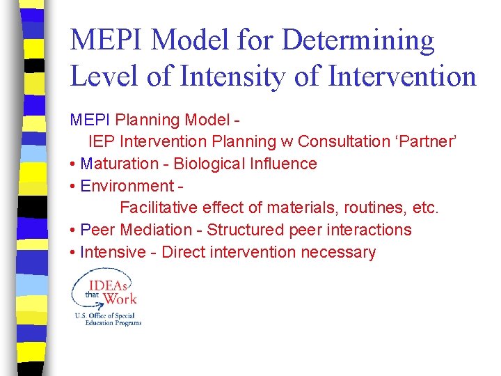 Prioritizing Child Learning Objectives Use of MEPI Model