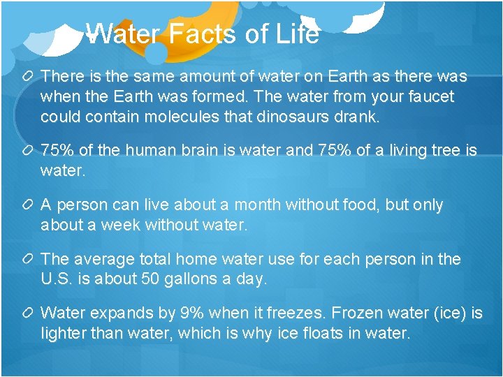 Water Resources Water Cycle Water is constantly moving