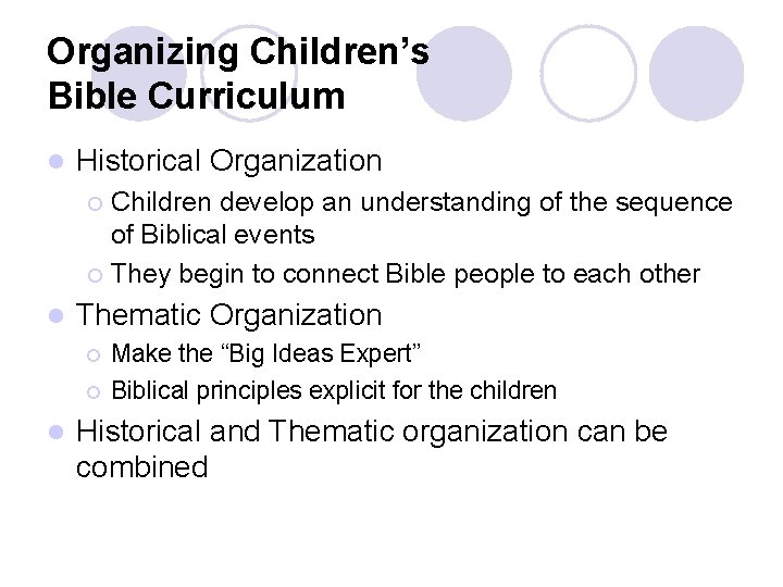 Chapter 6 Organizing Bible Learning Organizing Childrens Bible