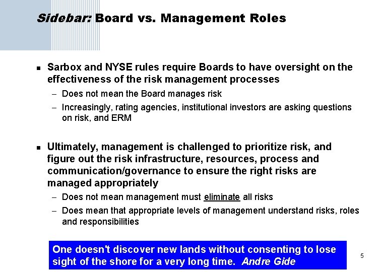 Enterprise Risk Overview and A Start Up Experience