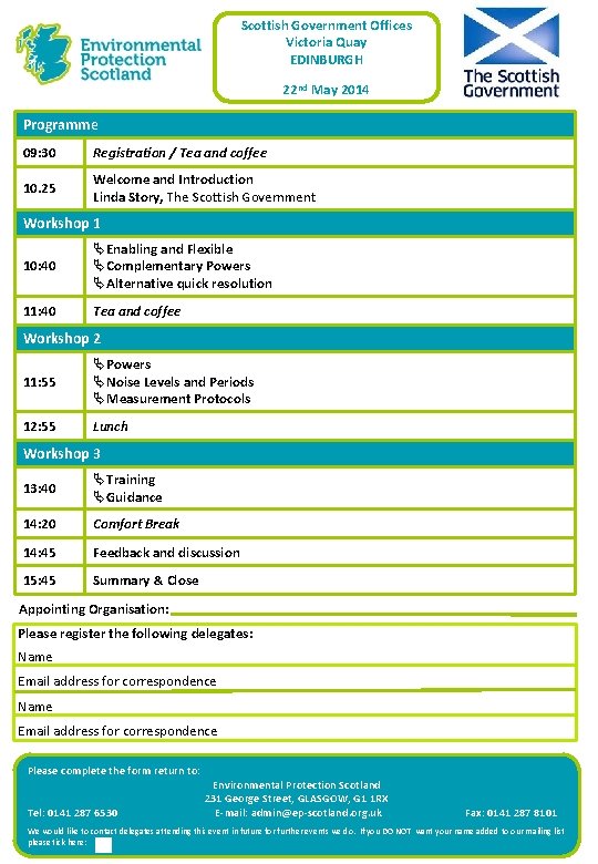 Scottish Government Offices Victoria Quay EDINBURGH 22 nd