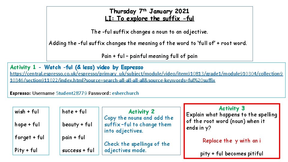 Thursday 7 th January 2021 LI To explore