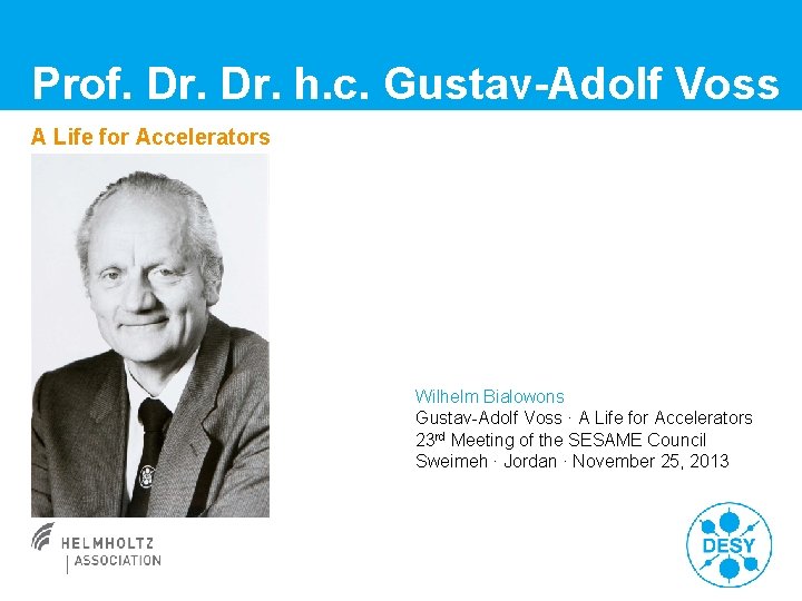 Prof Dr h c GustavAdolf Voss A Life