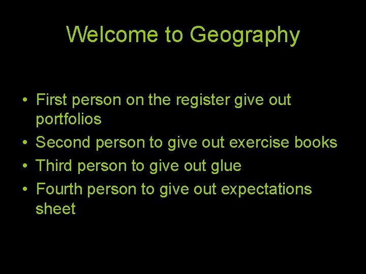 Welcome to Geography First person on the register