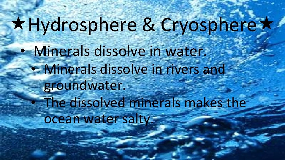 Hydrosphere Cryosphere Daily Starter Get Your Textbook Open