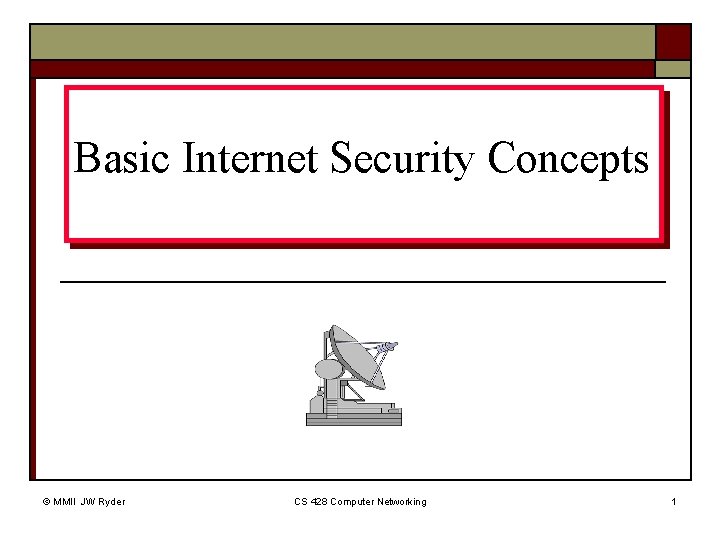 Basic Internet Security Concepts MMII JW Ryder CS