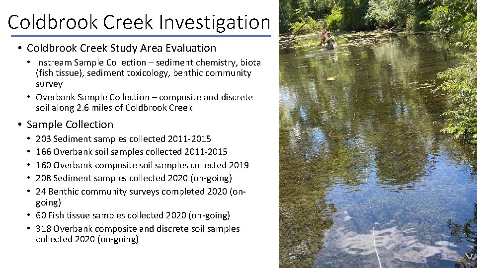 Update on Remedial Investigation Activities Along Coldbrook Creek