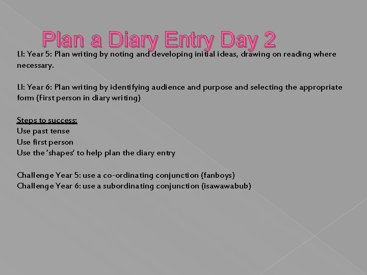 How to write a Diary Entry LI Year