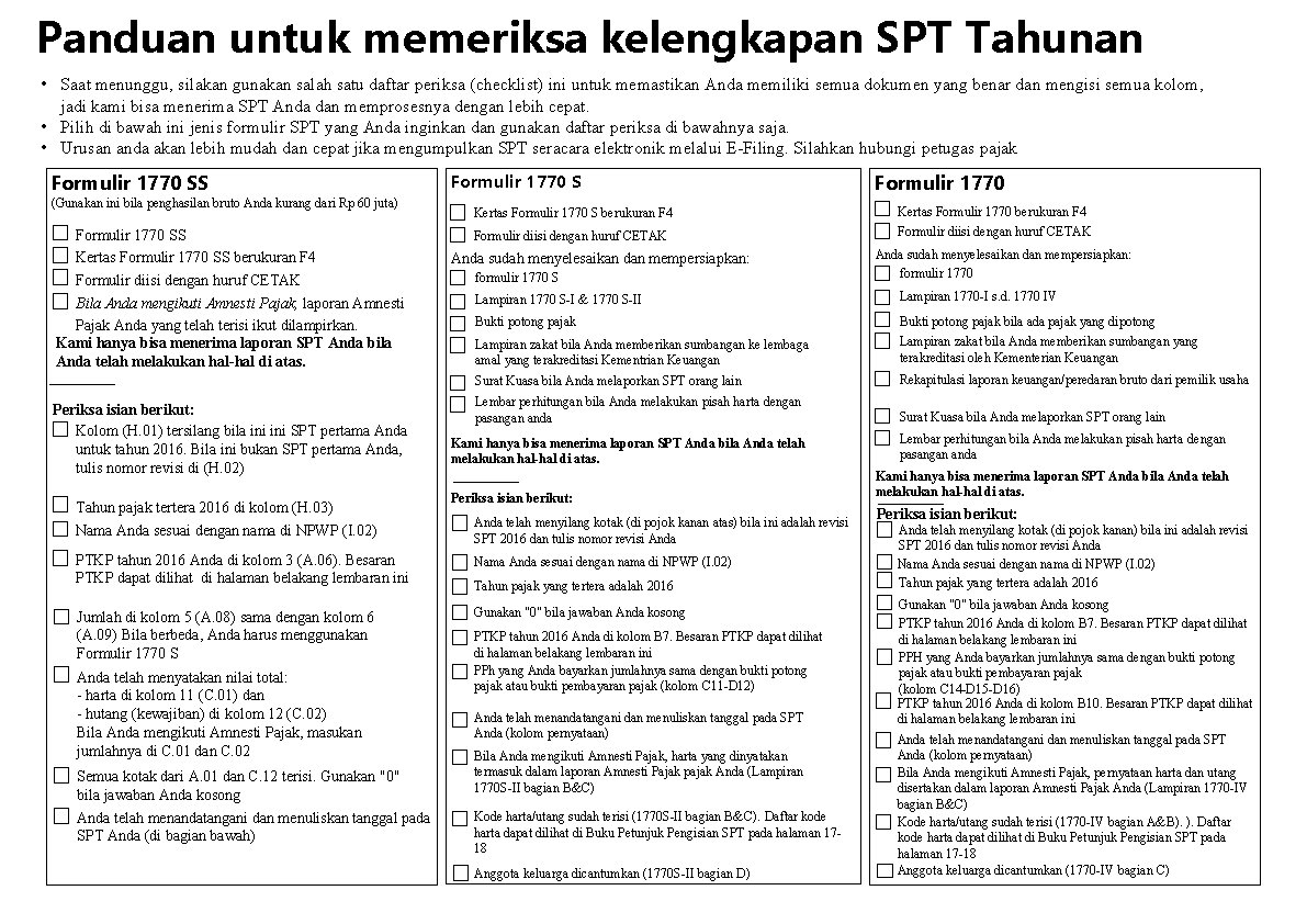 COMMUNICATION STRATEGY GUIDE Panduan untuk memeriksa kelengkapan SPT