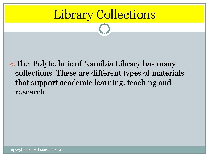 Polytechnic of Namibia Po N Library and Resource