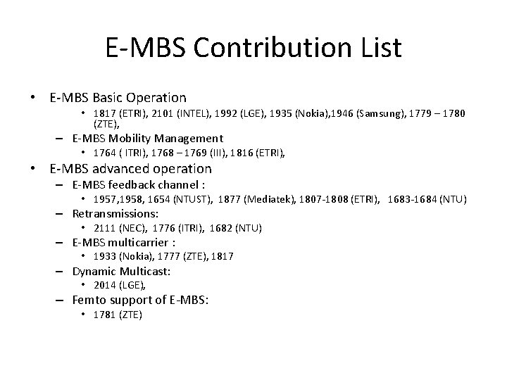 EMBS DG Report for TGm Closing Document Number