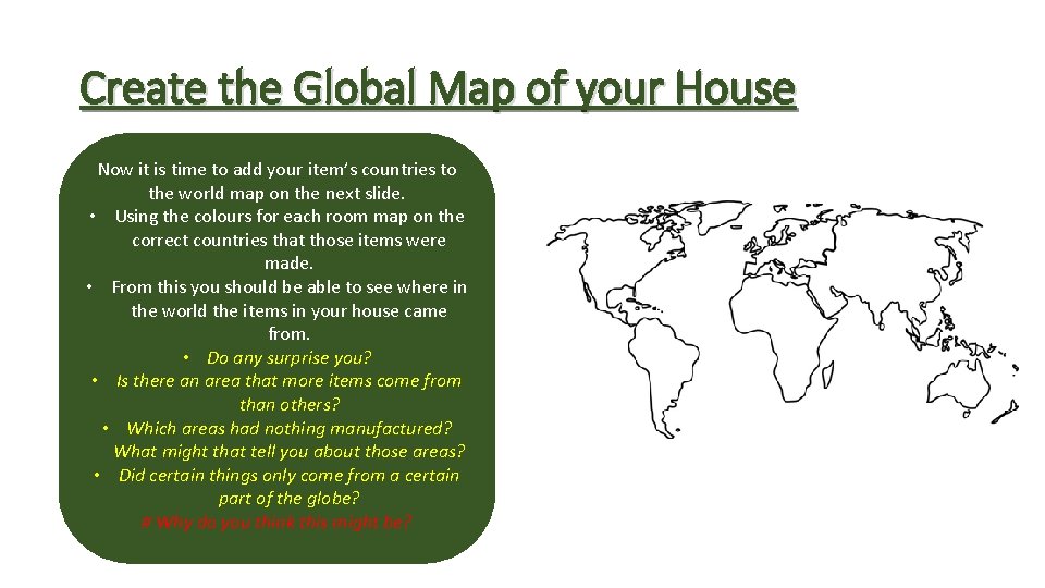 How Global is your Home Learning Objective To