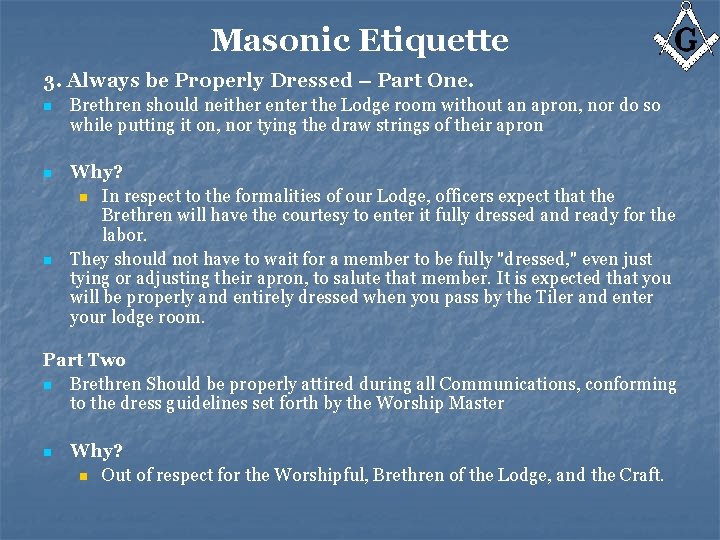 Masonic Etiquette Dos and Donts Brother Steve Fetherman