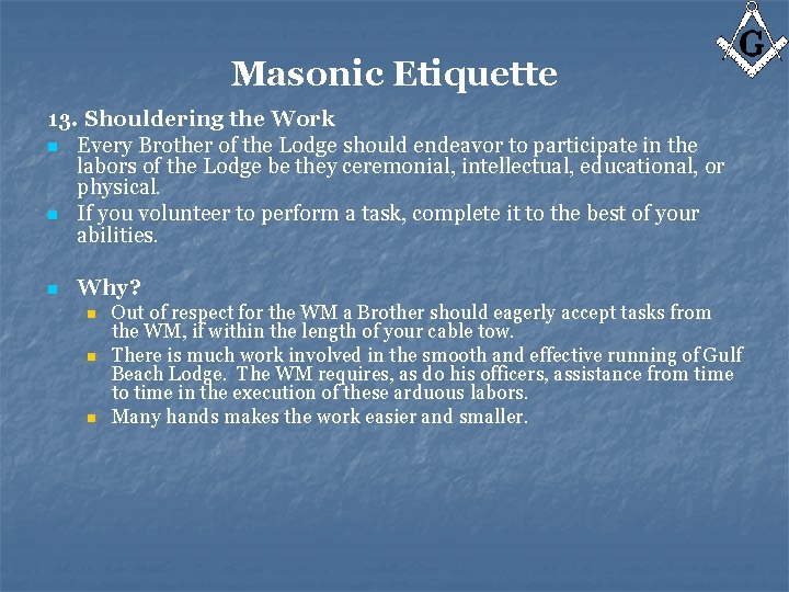 Masonic Etiquette Dos and Donts Brother Steve Fetherman