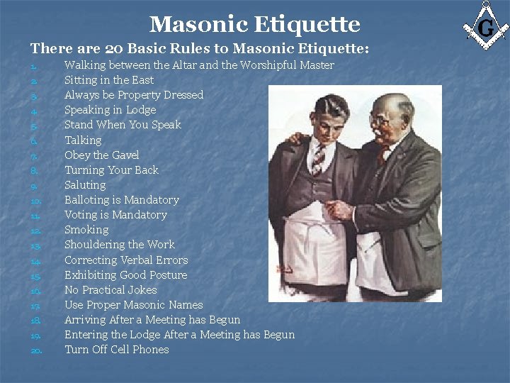 Masonic Etiquette Dos and Donts Brother Steve Fetherman