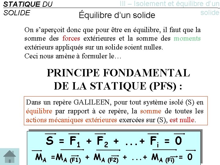 Equilibre dun solide Statique analytique STATIQUE DU SOLIDE