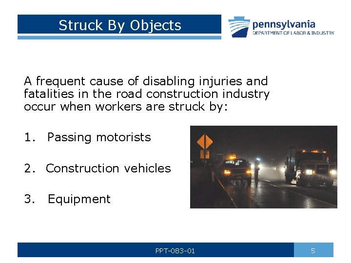 Work Zone Safety Bureau of Workers Compensation PA