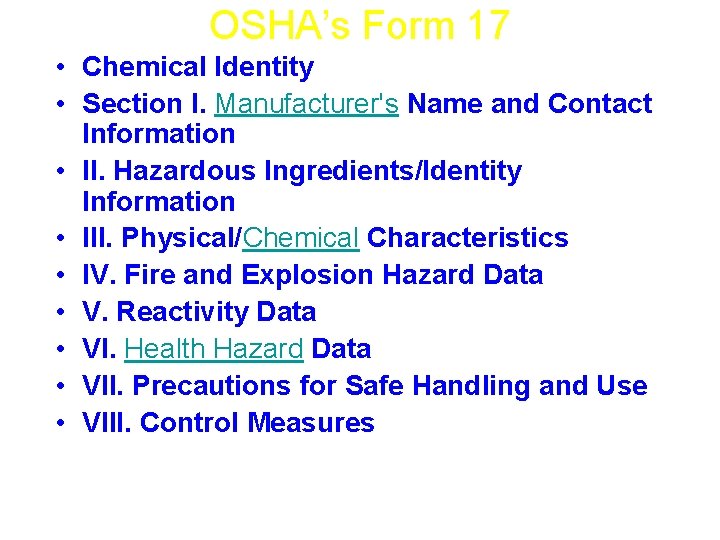SAFETY IN THE CHEMISTRY LAB What is a