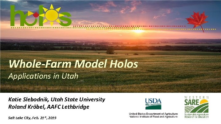 hl s WholeFarm Model Holos Applications in Utah
