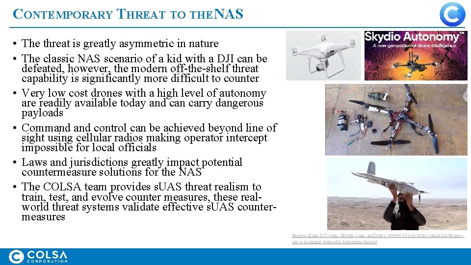 THREAT SUAS COLSA STORMWORKS INNOVATION CENTER BRIAN WOHLSCHLAEGER