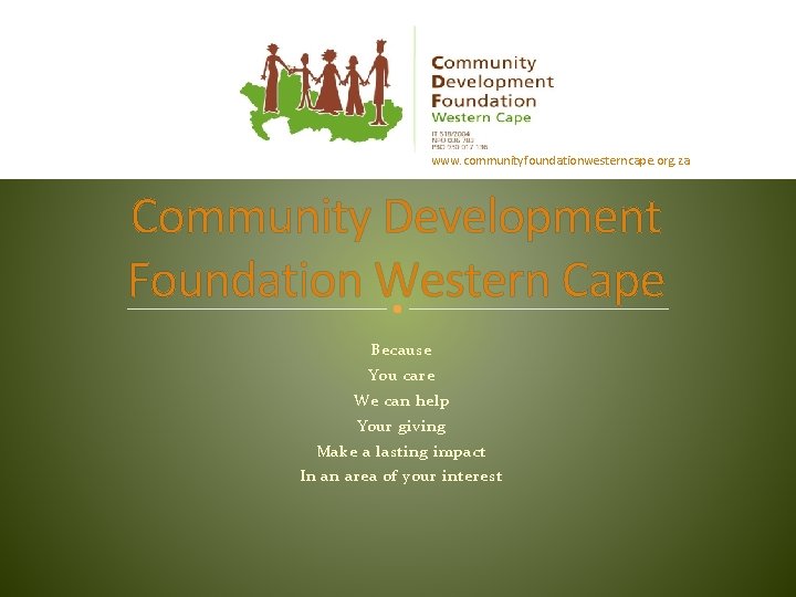 www communityfoundationwesterncape org za Community Development ...