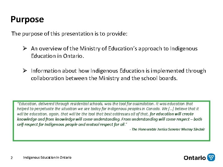 Ministry of Education Indigenous Education in Ontario Indigenous