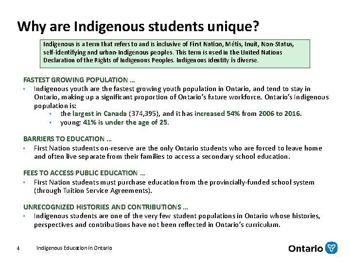 Ministry of Education Indigenous Education in Ontario Indigenous