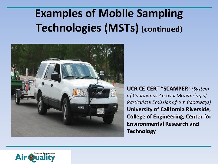 Deploying Mobile Sampling Technologies MSTs in Developing Emissions