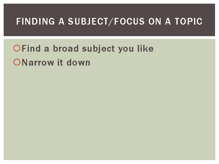 WRITING m carolan UNDERSTAND THE ASSIGNMENT Identify SUBJECT