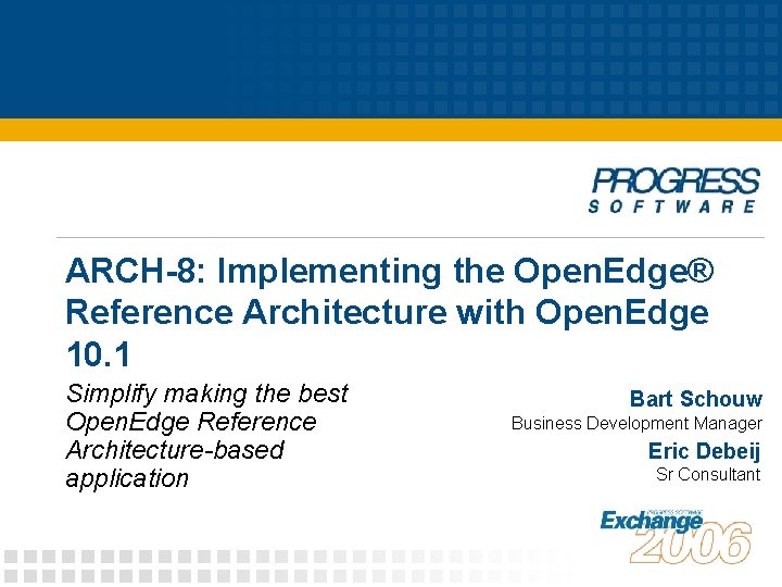 ARCH8 Implementing the Open Edge Reference Architecture with