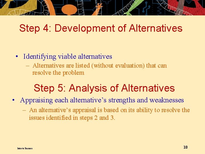 Intro to Business Decision Making Intro to Business