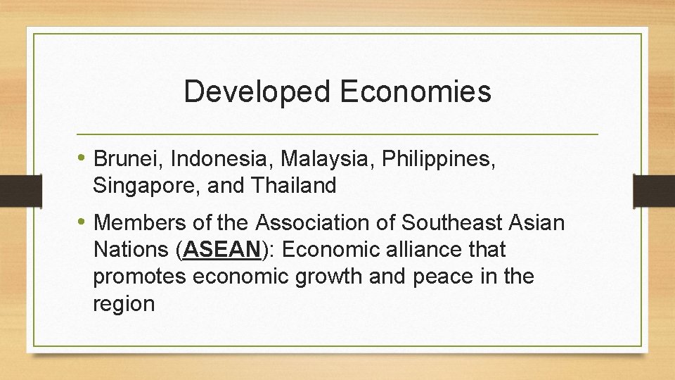Southeast Asia Geography Part II Resources and Economy