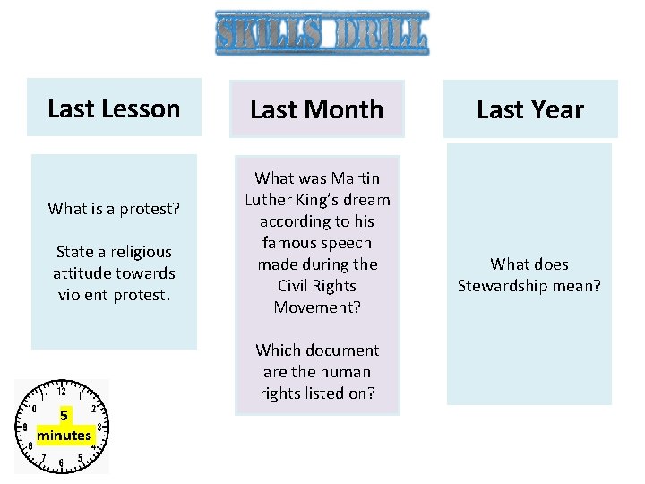 Last Lesson What is a protest State a
