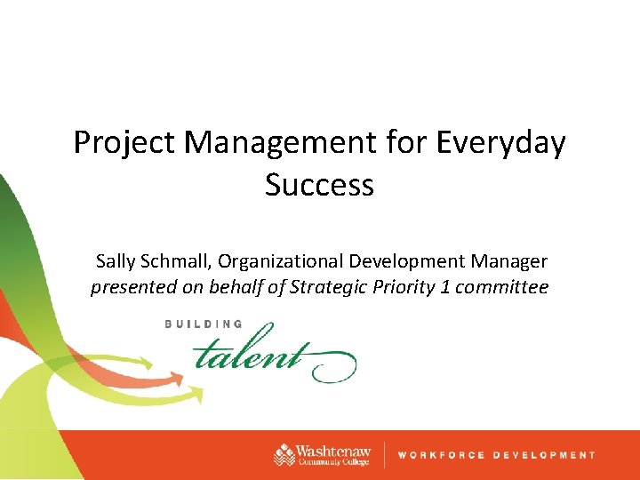 Project Management for Everyday Success Sally Schmall Organizational