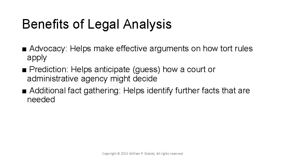 Chapter 3 Introduction to Legal Analysis in Tort