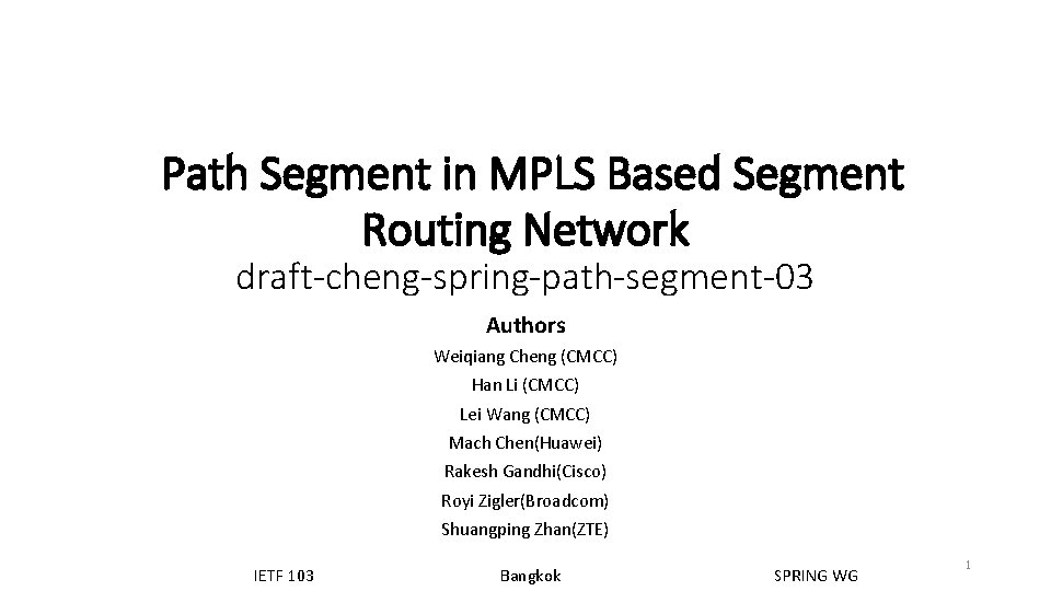 Path Segment in MPLS Based Segment Routing Network