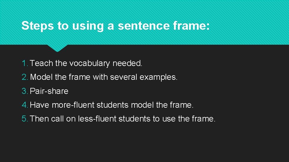 Frame it Help your students use academic language