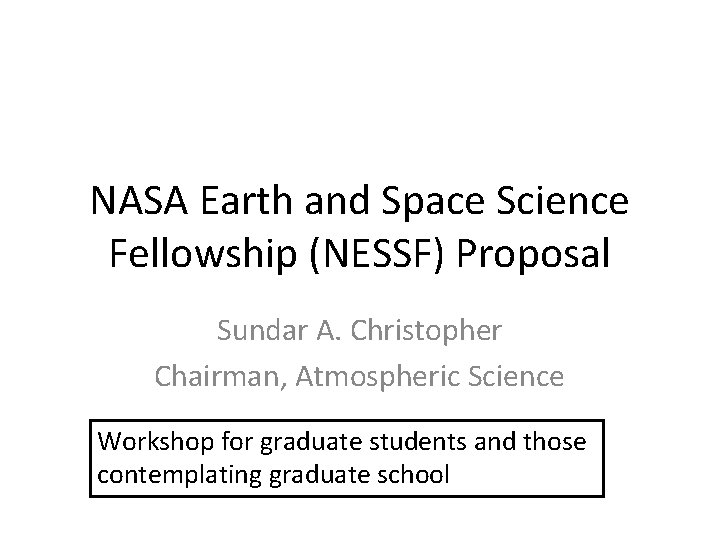 NASA Earth and Space Science Fellowship NESSF Proposal