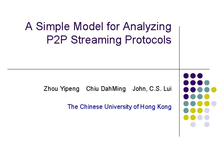 A Simple Model for Analyzing P 2 P