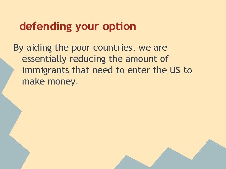 Immigration Policy By Alberto Naomi Marilyn Brian OPTION