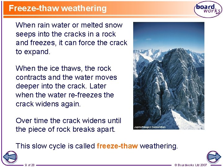 Rocks and weathering 1 of 28 Boardworks Ltd