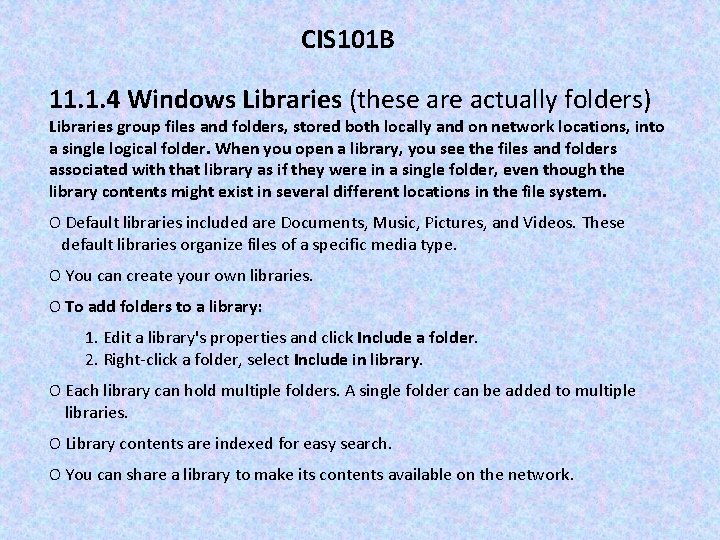 CIS 101 B Week 3 Class 6 Chapter