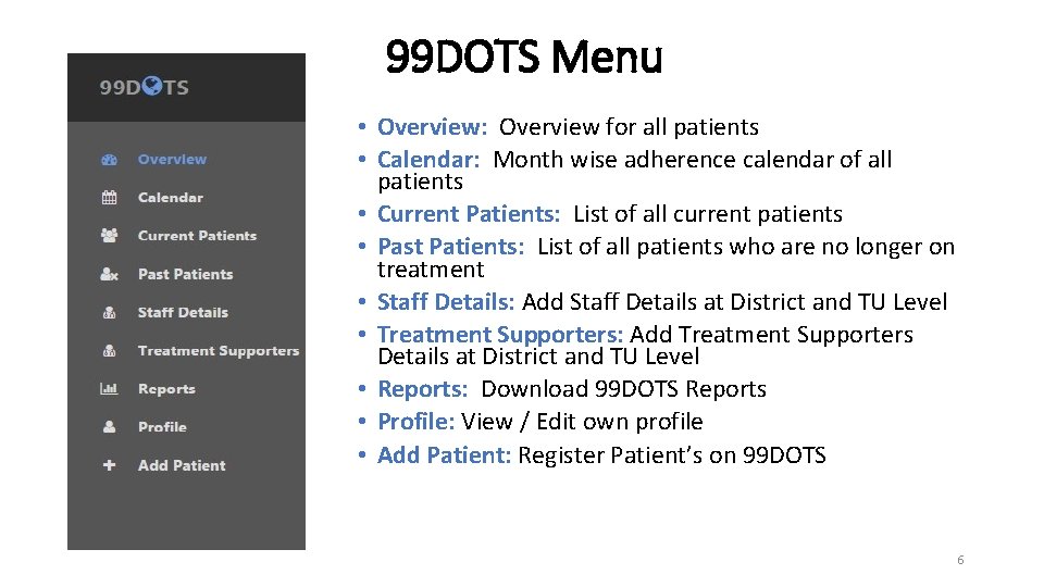 99 dots org Dashboard Guide 99 DOTS contact