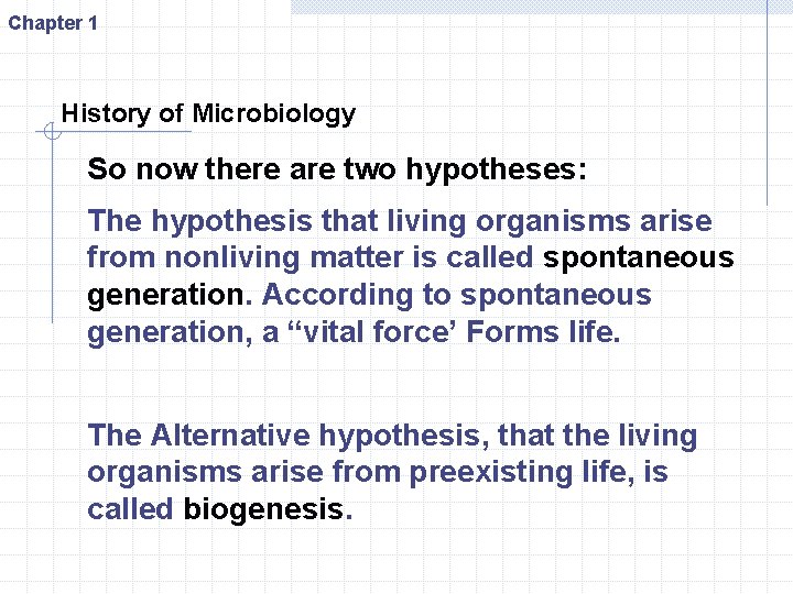 Chapter 1 History of Microbiology The first microbes
