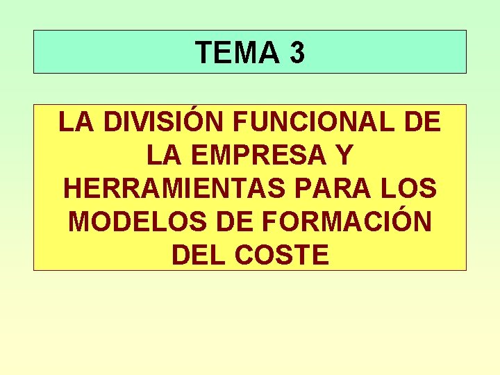 TEMA 3 LA DIVISIN FUNCIONAL DE LA EMPRESA