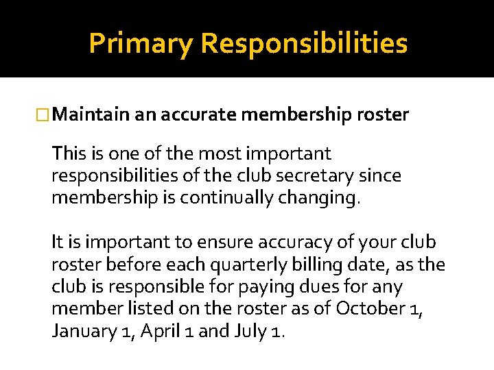 Club Secretary Online Certification Program Welcome Welcome to